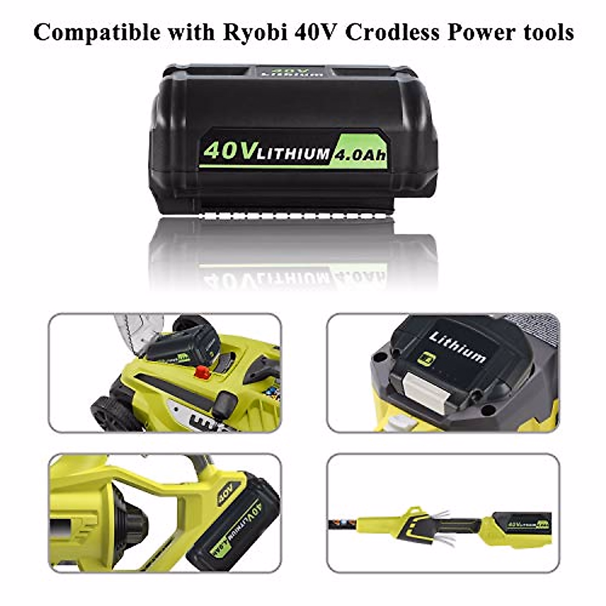 CELL9102 Replacement 4.0Ah 40V Lithium Battery for Ryobi Lawn Mower 40v Battery OP4015 OP4050A OP4040 OP4050 OP40201 OP40501