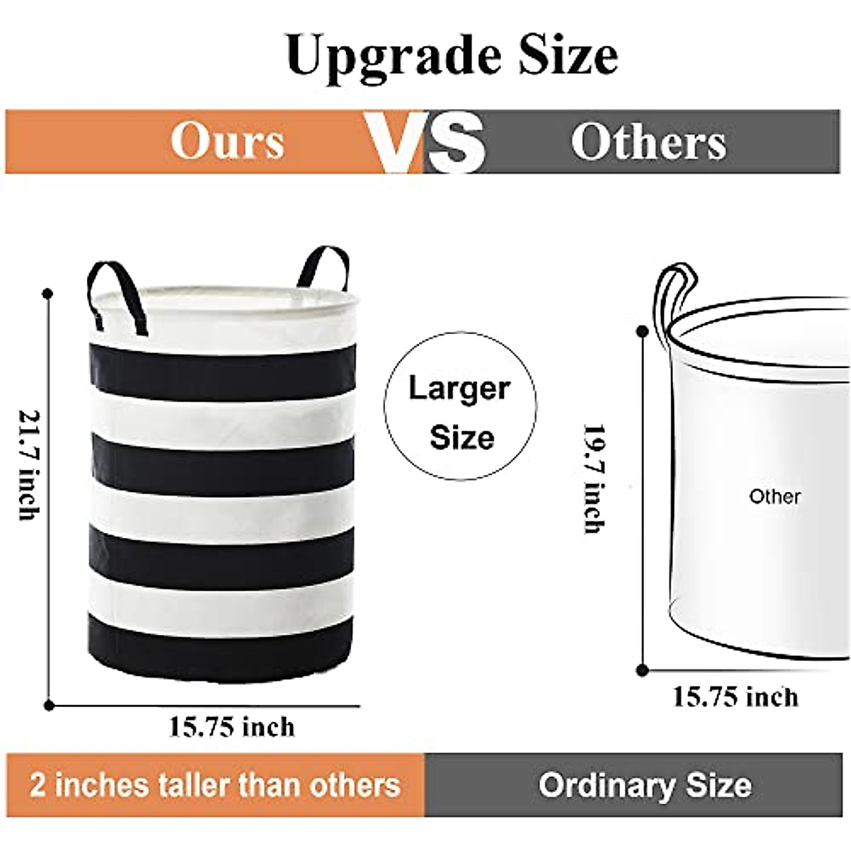 Kids Laundry Basket Collapsible Hamper, 22 Inches Tall Large Fabric Dirty Clothes Hampers for Bedroom, Nursery Baby Hamper