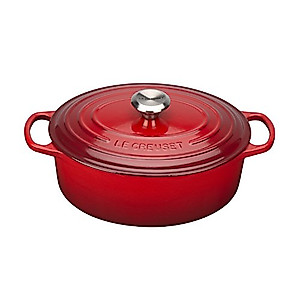 Le Creuset Enameled Dutch Oven Cast Iron Signature Oval Casserole, 40cm, 15.5 Qt, Cerise