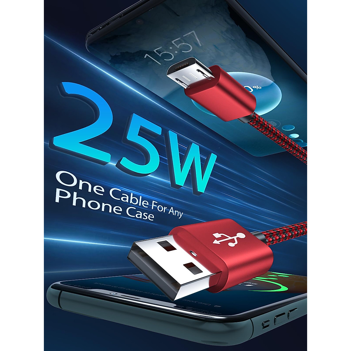 Micro USB Cable,6FT Fast Android Charging Cord for Kindle eReaders,X-Box One/PS4 Controller,Alcatel Phone,Braided Charger Cord for Fire Tablet,Samsung Galaxy S7 Edge S2 J7 J5 J3,LG K40,Moto E4 E5 E6