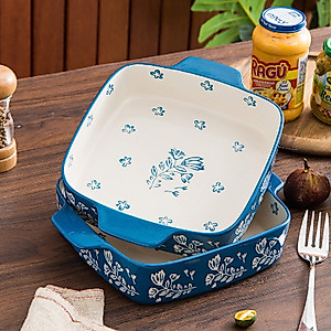 Wisenvoy Baking Dish Ceramic Brownie Pan 9x9 Baking Pan Casserole Dish Lasagna Pan Square Rose Dish Pan Bakeware Sets