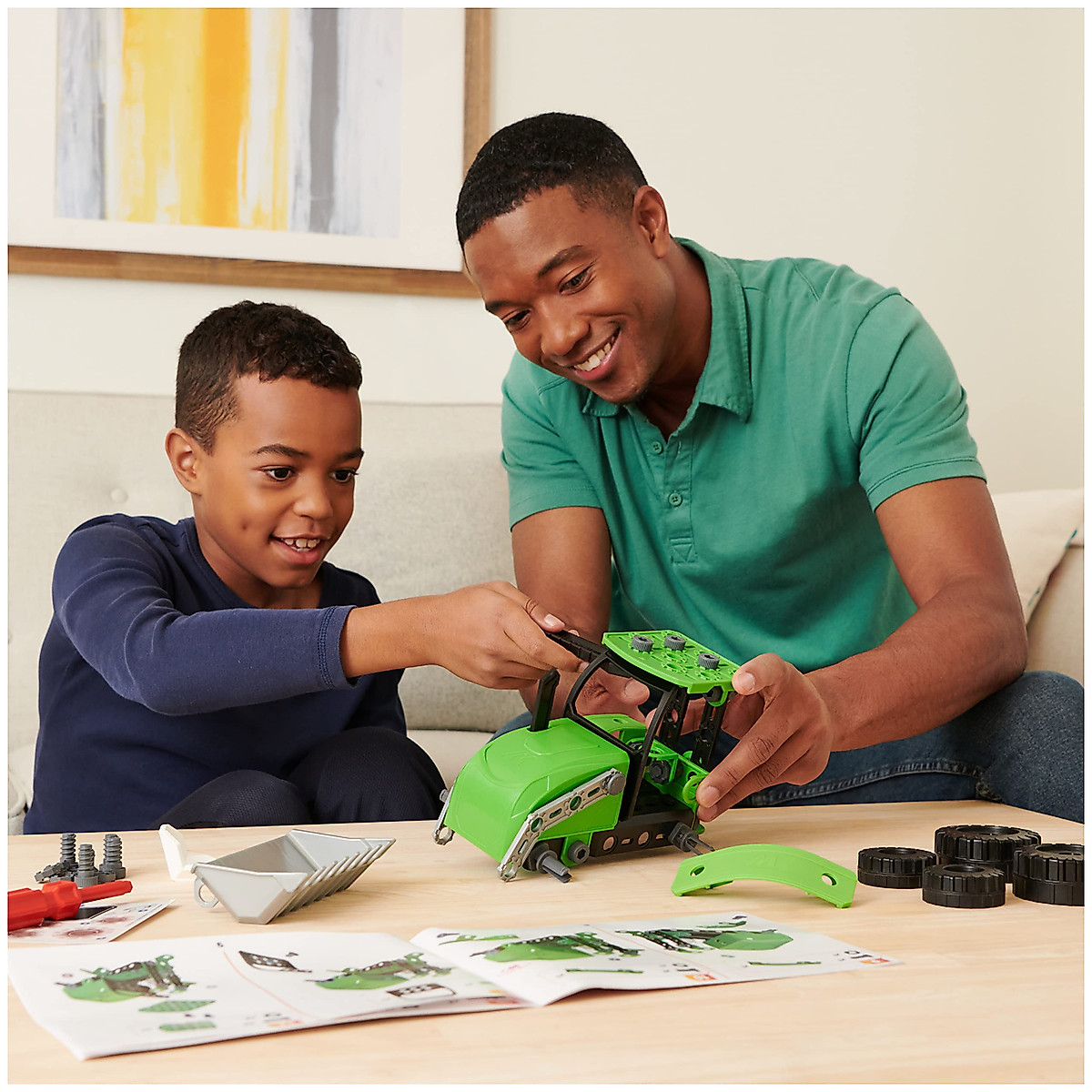 Meccano Junior, Front Loader Tractor with Moving Parts and Real Tools, Toy Model Building Kit, STEM Toys for Kids Ages 5 and up