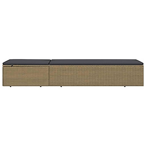 vidaXL Outdoor Sunlounger - Brown and Dark Gray Poly Rattan Sunbed - Robust and Weather-Resistant, Perfect for Patio, Poolside or Garden - Includes Removable and Washable Cushion