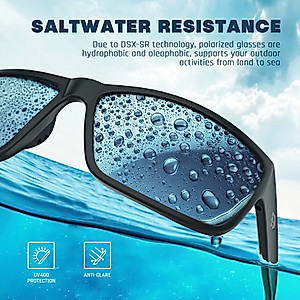 TOREGE Polarized Sunglasses for Men Mirrored Sunglasses Women Trendy UV Protection for Sports Floating Running Fishing (Matte Black Frame & Smoky Silver Mirrored REVO Lens)