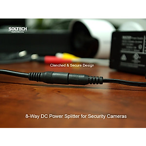 SOLTECH 8 Way DC Power Supply Splitter for Security Cameras 1 Female to 8 Male 5.5 * 2.1mm 8 Channel Y Adaptor for CCTV Surveillance Cameras (1)