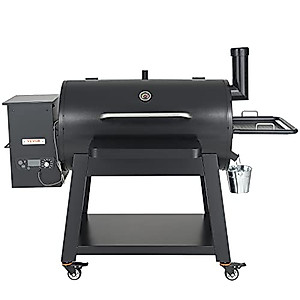 VEVOR Smoker Grill, Portable Wood Pellet Grill with Cart, 8 IN 1 BBQ Grill with PID Temperature Control & Meat Probe for Outdoor Cooking, Barbecue Camping, Picnic, 840 sq, Patio and Backyard, Black