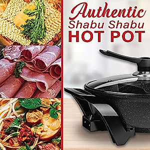 Brentwood SK-72BK Electric Non-Stick 6-Quart Shabu Pot with Divider, Black
