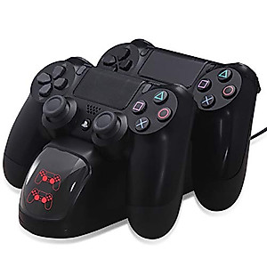 DERCLIVE Controller Charger Dual Controller Charging Dock Station with Charging Status Display Screen for PS4 / PS4 Slim / PS4 Pro Controller