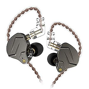 erjigo KZ ZSN Pro Dynamic Hybrid Dual Driver in Ear Earphones Detachable Tangle-Free Cable Musicians in-Ear Earbuds Headphones (Gray Without Mic)