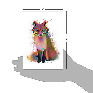 The Best Card Company - 1 Happy Birthday Card with Envelope - Adorable Colorful Animals, Fun Kids Notecard - Funky Rainbow Wildlife Fox C4948ABDG