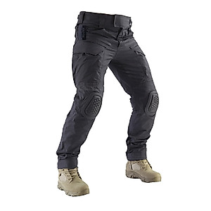 ZAPT Combat Pants Men's Airsoft Paintball Tactical Pants with Knee Pads Hunting Camouflage Military Trousers (L, Grey)
