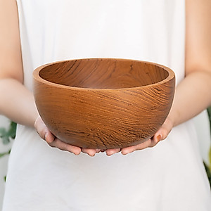 Rainforest Bowls Set of 4 7" Large Classic Javanese Teak Wood Bowls- Perfect for Everyday Use, Hot & Cold Friendly, Ultra-Durable- Premium Solid Wooden Bowls Handcrafted by Indonesian Artisans