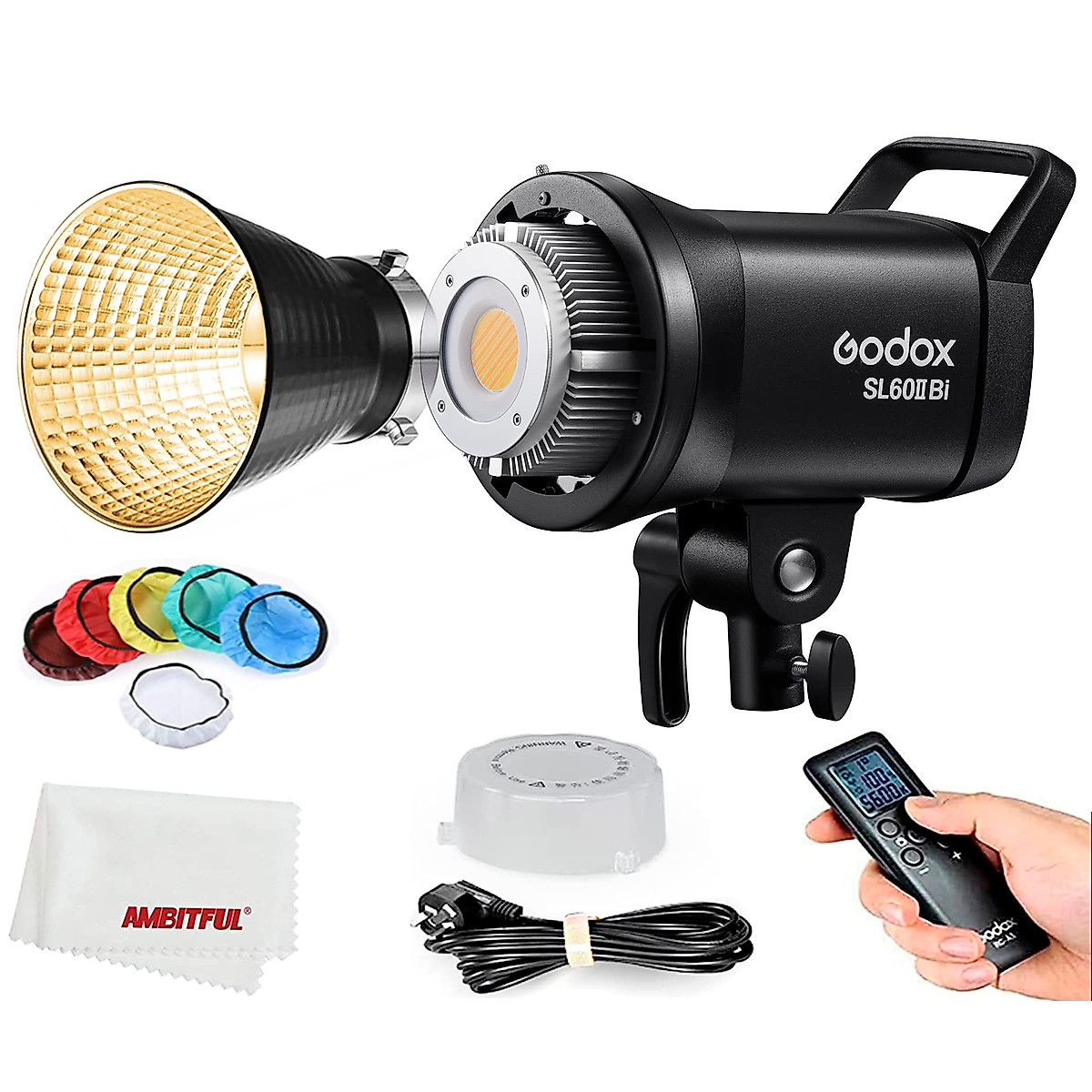 Godox SL60IIBi SL60II-Bi LED Video Lights,2800K-6500K,CRI96 + TLCI97 +,Builtin 11 FX Effects,Ultra Silent Fan for Newborn Photography,Portrait,Interview Lighting,Video Filming.