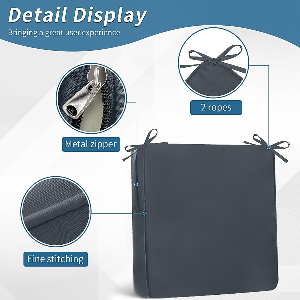 BRUXOLAY 3 Pack Patio Outdoor Cushion Covers, Waterproof and Fade Resistant Patio Furniture Cushion Covers for 4 Pack 4 Seat Wicker Rattan Patio Furniture,Only Cover 36x18x2,18x18x2,Gray