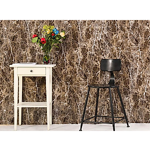 Yija Dark Brown Granite Look Marble Gloss Film Vinyl Counter Top Peel and Stick Wall Decal Self Adhesive 15.6In by79In