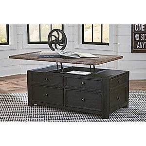 Signature Design by Ashley Tyler Creek Rustic Farmhouse Lift Top Coffee Table with Drawers, Brown & Black