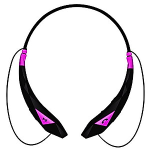 Aduro Amplify Pro SBN45 Wireless Stereo Around The Neck Earbud Headphone Headset (Black/Pink)