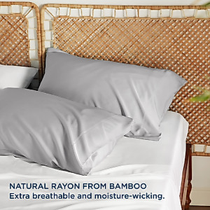 Bedsure Cooling Pillow Cases Queen Size Set of 2, Rayon Derived from Bamboo Cooling Pillowcase for Hot Sleepers, Soft & Silky Pillow Covers with Envelope Closure, Light Grey, Gifts, 20x30 Inches