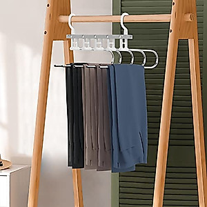 Roylvan Pants Hangers Space Saving, 2 Pack for Closet Clothes Hanger Organizer Jean Hangers Pants Rack for Trousers Skirts Scarf, Non Slip Hangers Space Saving for Closet, Dorm Room, Travel