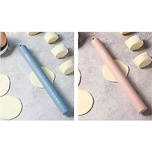 XBLDMJY Small stainless Steel Inner Core Silicone Rolling Pin Non-stick Dough Roller(Pink)