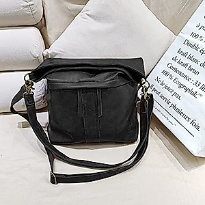 Crossbody Bags for Women, Leather Purse, Vegan Leather Shoulder, Tote Bags with Adjustable Shoulder Strap, shoulder bag Suitable for Important Occasions, Work, Travel, Black