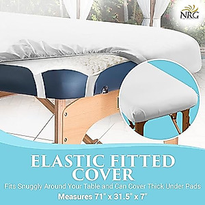 NRG Reusable Protective Massage Table Cover, 10-Pack - Waterproof Massage Bed Cover - Spa Bed Cover - Vinyl Massage Table Cover Fitted - Easily Wipes Clean Between Clients - Machine Washable