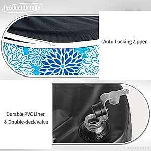 TWLEAR Indoor/Outdoor Inflatable Ottoman D31 x H14 inch, All Weather Ottoman Pouf, Portable Footstool Round Foot Rest Ottoman for Patio, Garden, Porch, Home, Dahlia Blue