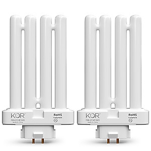 KOR Pack of 2 - FML27-65K Light Bulbs 27 Watt 4 Pin FML Lamp Replacement Bulb 6500K Natural Spectrum Daylight CFL 27W Plugin GX10Q-4 Base