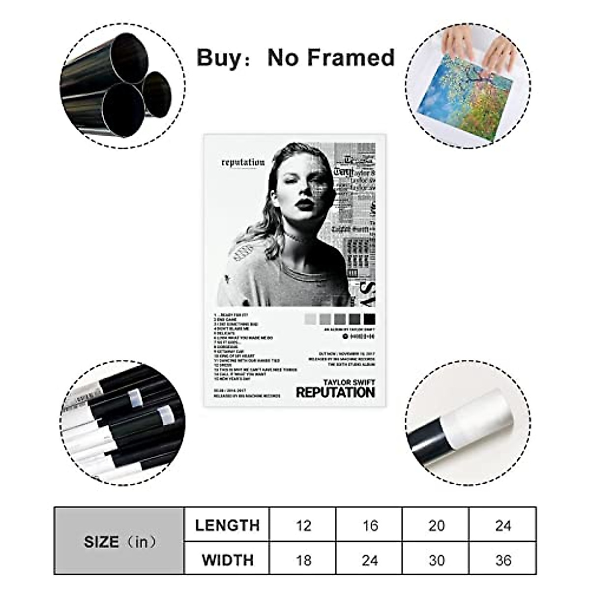 BAWEE Poster Reputation Swift Canvas Poster Wall Art Decor Print Picture Paintings for Living Room Bedroom Decoration Unframe: 12x18inch(30x45cm)