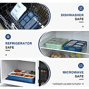 HIWARE Bento Lunch Box for Kids and Adults, Leakproof Lunch Container for Boys, Men with 4 Compartments, BPA-Free, 2 Pack