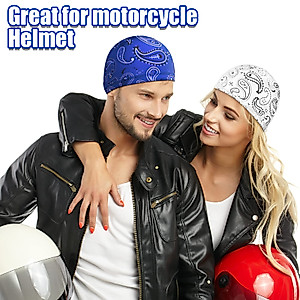 6 Pcs Men Cooling Skull Cap Helmet Liner Sweat Wicking Beanie Head Wrap Bicycle Cycling Running Hat (Lively Style) Multicoloured