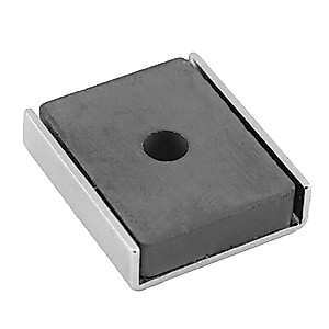 Master Magnetics Ceramic Latch Magnet Assemblies - Rectangular with Center Hole, Zinc Plated, 1" Length, 0.875" Width, 0..25" Height, 7 Pound Pull, Silver, Pack of 20, CA403CNX20