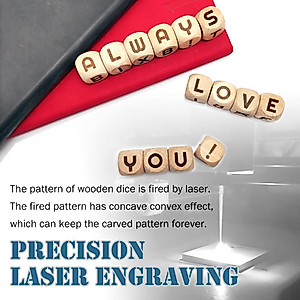 20MM Creative Wooden Letter Dice Set, 5 Pieces Laser Engraved A-Z Pattern Cube Rolling Dices for Party Game