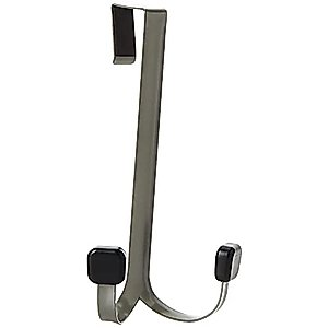 Amazon Basics Over-the-Door Double Hanger Hooks, Silver Nickel