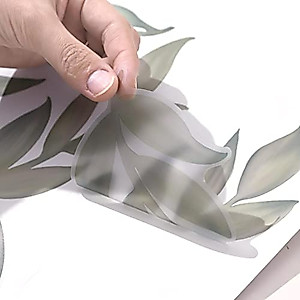 Boho Leaf Floral Wall Decals - Green Leaf Stickers for Kids Nursery Wall Art Bedroom, Living Room, Classroom Decor - Removable Fabric Wallpaper Material (Green Leaf stiker)