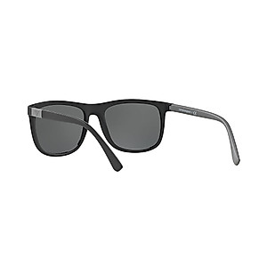 Emporio Armani Men's EA4079 Square Sunglasses, Matte Black/Grey, 57 mm