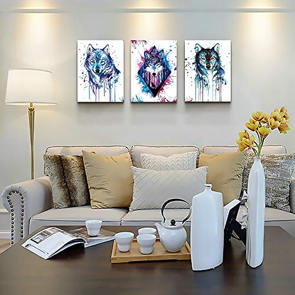 Canvas Wall Art for Living Room Bedroom family bathroom Wall decor, modern Abstract paintings animal Wolf wall Pictures 3 piece Wall Prints Artworks office Decoration, fashion Home wall Decorations