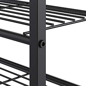 Yusong Shoe Rack, 5 Tier Shoe Organizer Storage for Closet Entryway, Narrow Tall Metal Shoe Shelves with Industrial Wooden Top, Rustic Brown and Black