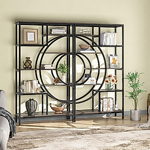 Tribesigns 71 in Geometric Bookcase Set, Industrial 8-Tiers Bookshelves, Tall Etagere Bookcase with Metal Frame, Freestanding Open Storage Shelving Units for Home Office, Living Room