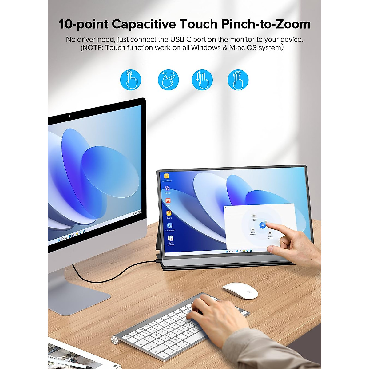 UPERFECT Battery Portable Monitor 120Hz Touchscreen, Upgraded 15.6 Inch IPS HDR 1920X1080 FHD USB C Monitor Built-in 10800mAh Battery & Quad Speaker, Eye Care with HDMI USB Type-C Smart Case