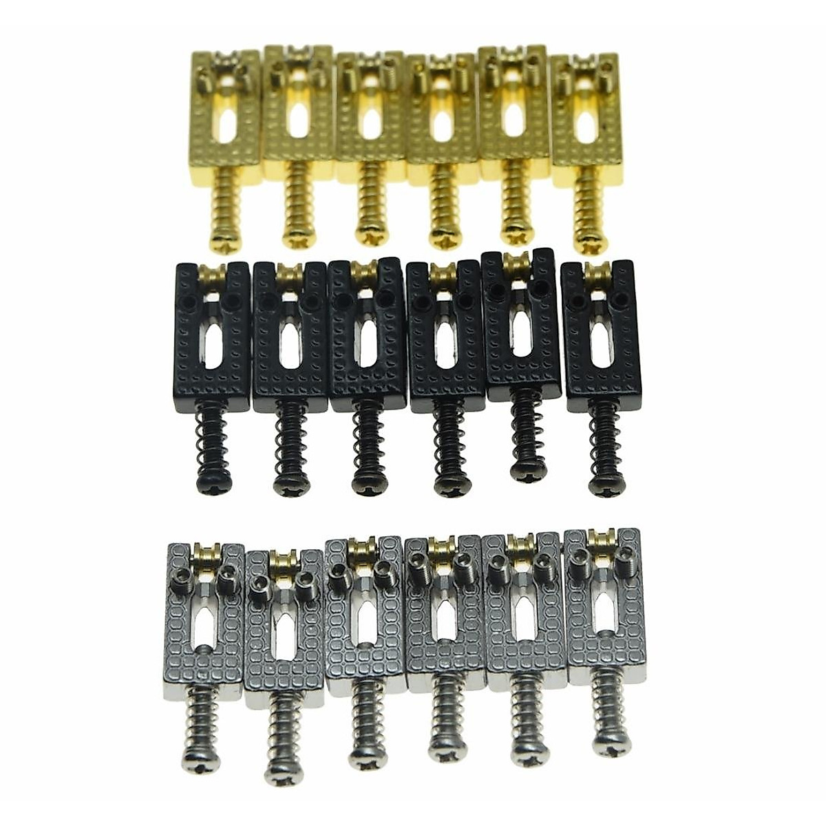 KAISH Pack of 6 Modern Electric Guitar Tremolo Bridge Roller Saddles for Strat or Tele Guitars Black