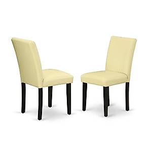 HomeStock Coastal Craftsman 5-Piece Rectangular Dining Table Set - 4 Parson Chairs with High Back and Upholstered Seat and Butterfly Leaf Rectangular Kitchen Table and 4 Legs - Black Finish