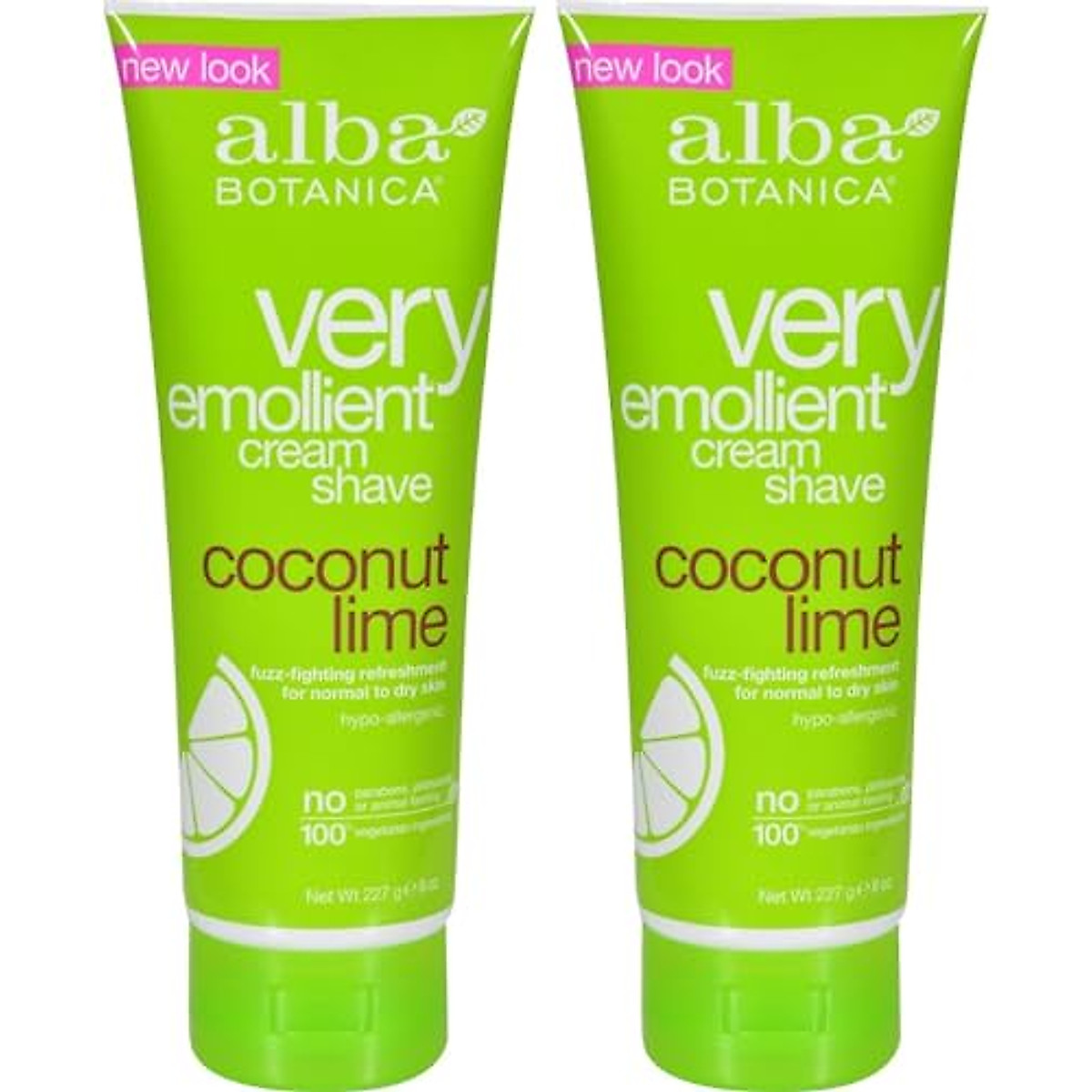 Alba Botanica Very Emollient Shave Cream Coconut Lime 8 oz (2-packs)