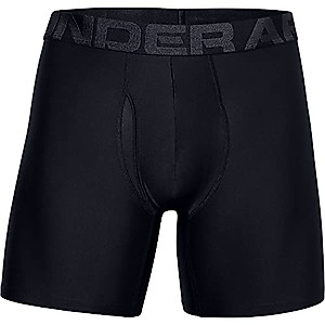 Under Armour mens Tech 6-inch Boxerjock 2-Pack , Black (001)/Black , Medium