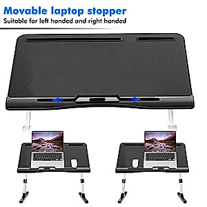 Laptop Bed Tray Table, Adjustable Foldable Bed Desk for Laptop with Storage Drawer Phone Holde for Eating, Working, Writing, Drawing - Fits Up to 17" Laptops (Black)