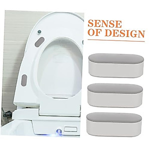 Angoily 4pcs Toilet Seat Gasket Toilet Buffer Pads Toilet Bumper Pad Toilet Cover Bumpers Toilet Seat Bumper Toilet Seat Stoppers Toilet Seat Bidet Replacement Kit Light Grey Plastic