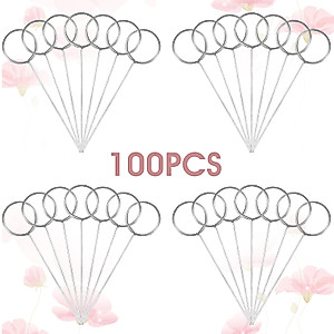 100 Pcs Floral Card Holder Table Number Card Holders, Circle Swirl Round Place Card Holder, Pin Wire Card Holder Picture Holder Centerpieces Cake Photo Memo Note Holders for DIY Party Decoration