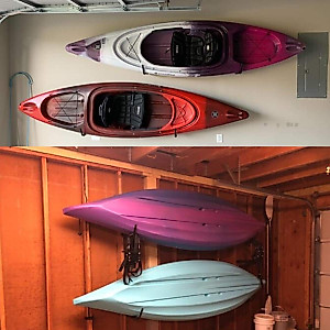 Whrsinlor Kayak Heavy Duty Storage Hooks, 15Inch Jumbo Arm Wall Mounted Canoe Storage Hanger 6 Pack Utility Organizer for Paddle Board, Surfboard, Snow Board, Wake Board