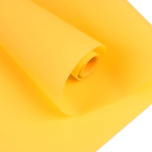 HGUAN Smooth Solid Color PVC Jelly Roll Vinyl Faux Leather Fabric 12"X53"(30cmX135cm) for Making Crafts,Hair Bows,and Sewing Craft Projects (Yellow)