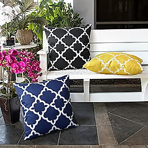 cygnus 20x20 Inch Navy Blue and White Throw Pillow Covers Case Outdoor Waterproof Pillowcase for Patio Furniture Sunbrella Outside Set of 2